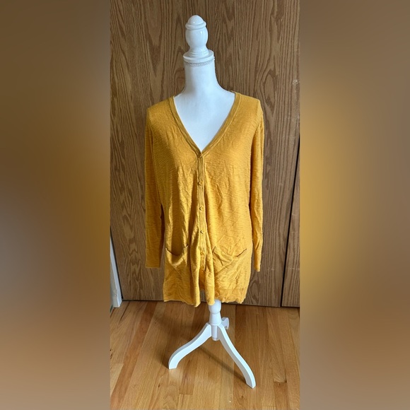 torrid | Sweaters | Torrid Mustard Yellow Boyfriend Tunic Length Button ...